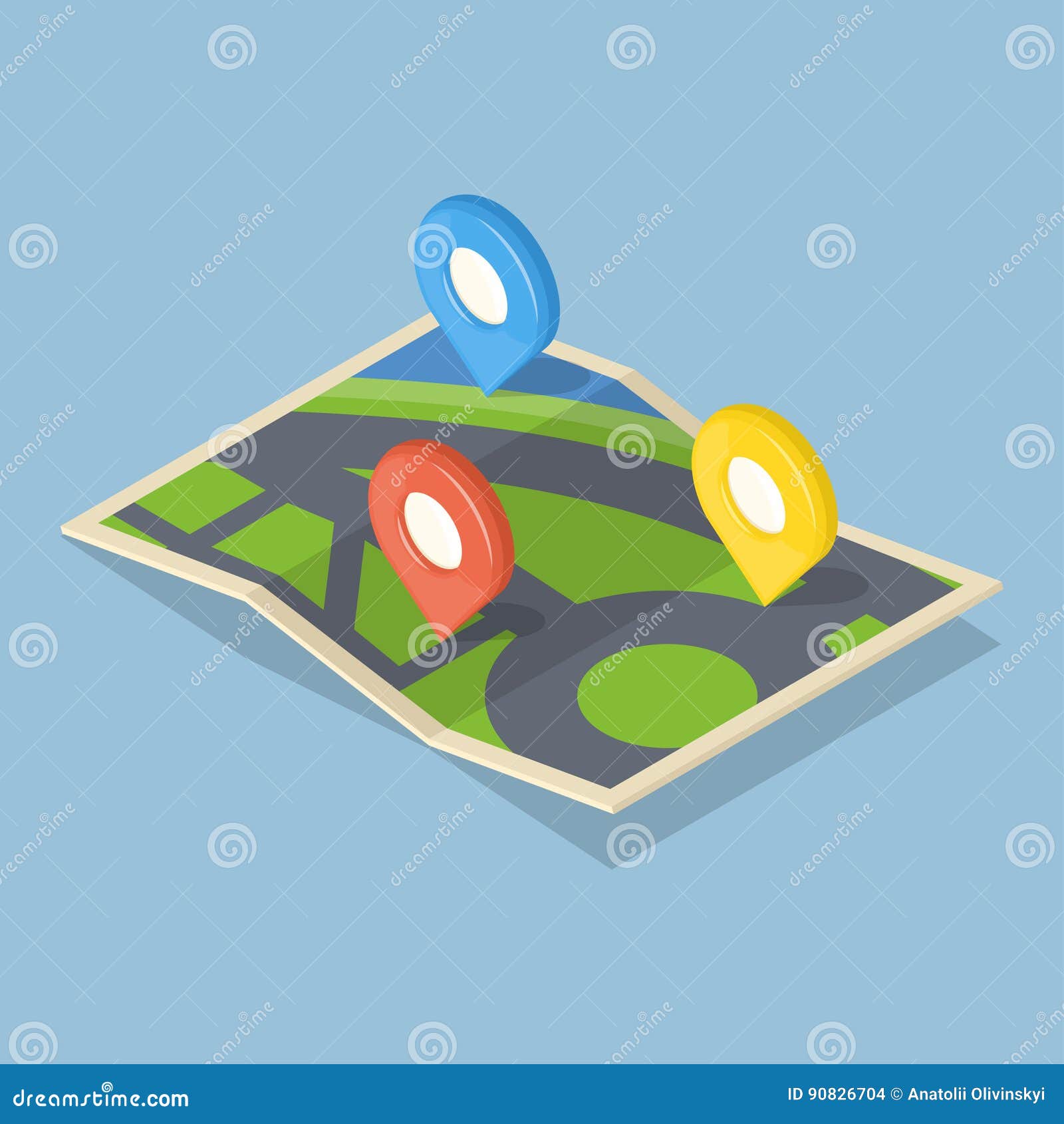 Pointers on Map. GPS Navigation Concept Icon Stock Vector ...