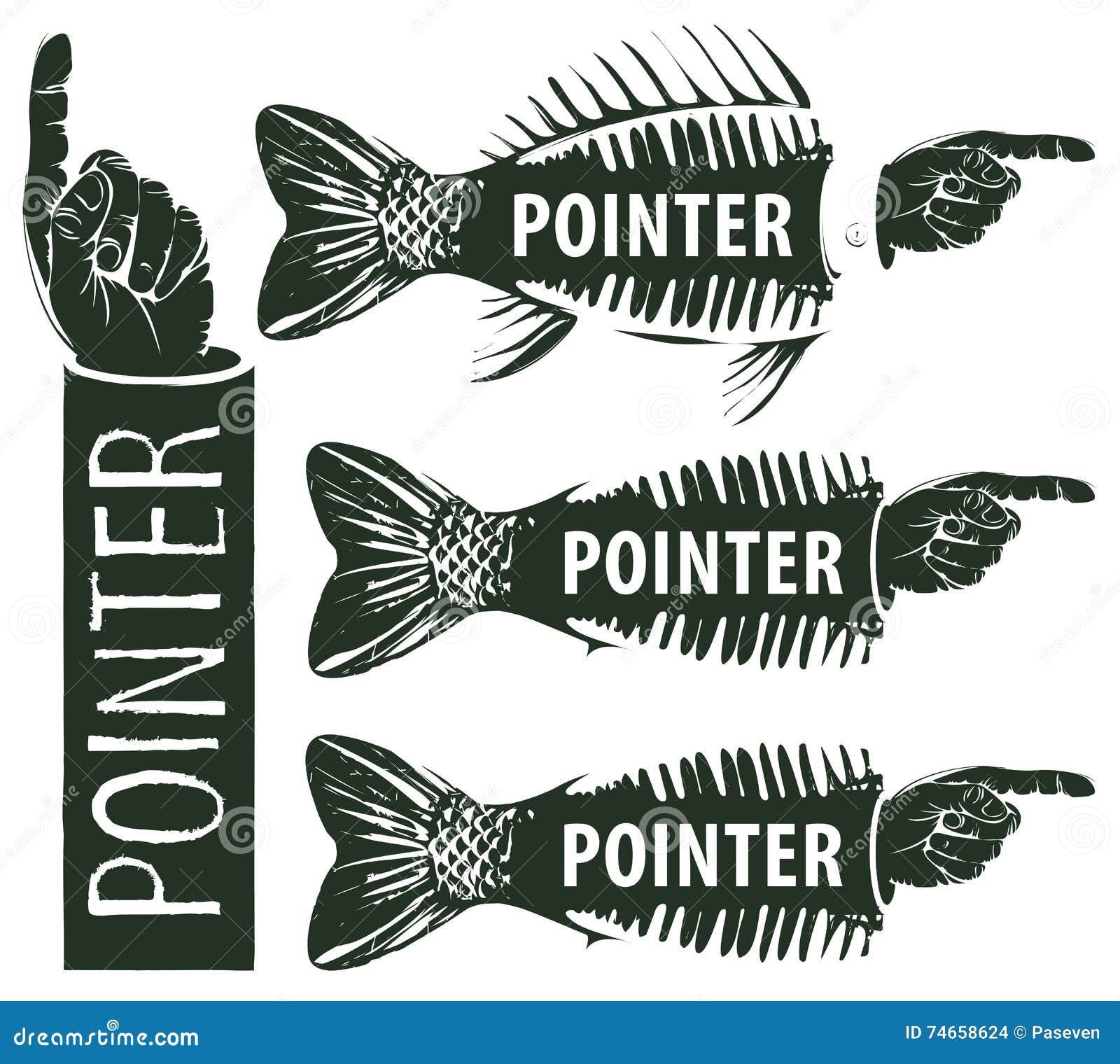 Pointers to the human hand stock vector. Illustration of hand - 74658624