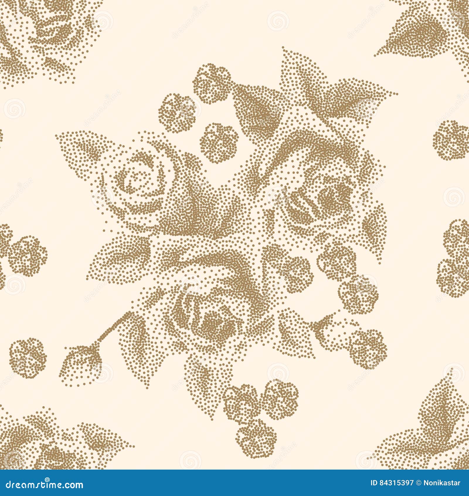 Pointillism floral pattern stock vector. Illustration of design - 84315397