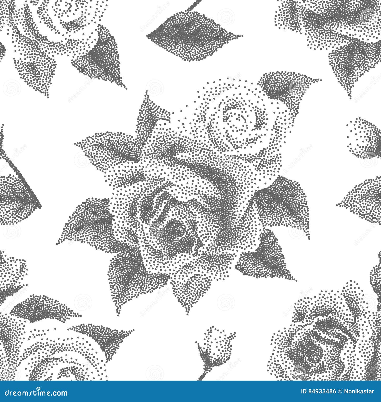 Pointillism floral pattern stock vector. Illustration of floral - 84933486