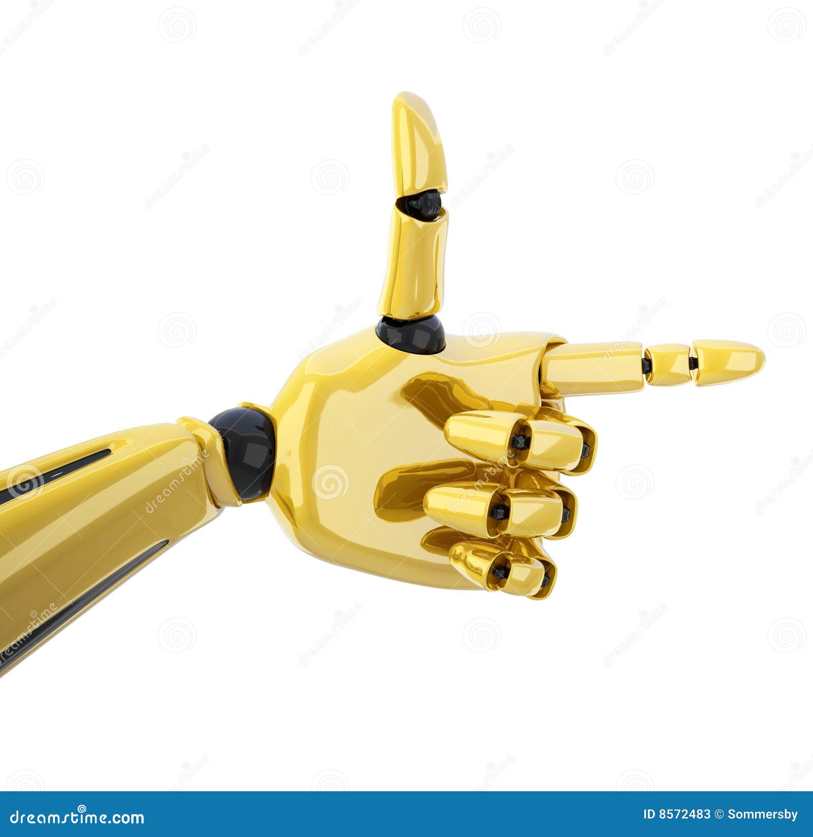 Gold Robotic Hand With Intricate Circuits On Black Background Stock ...