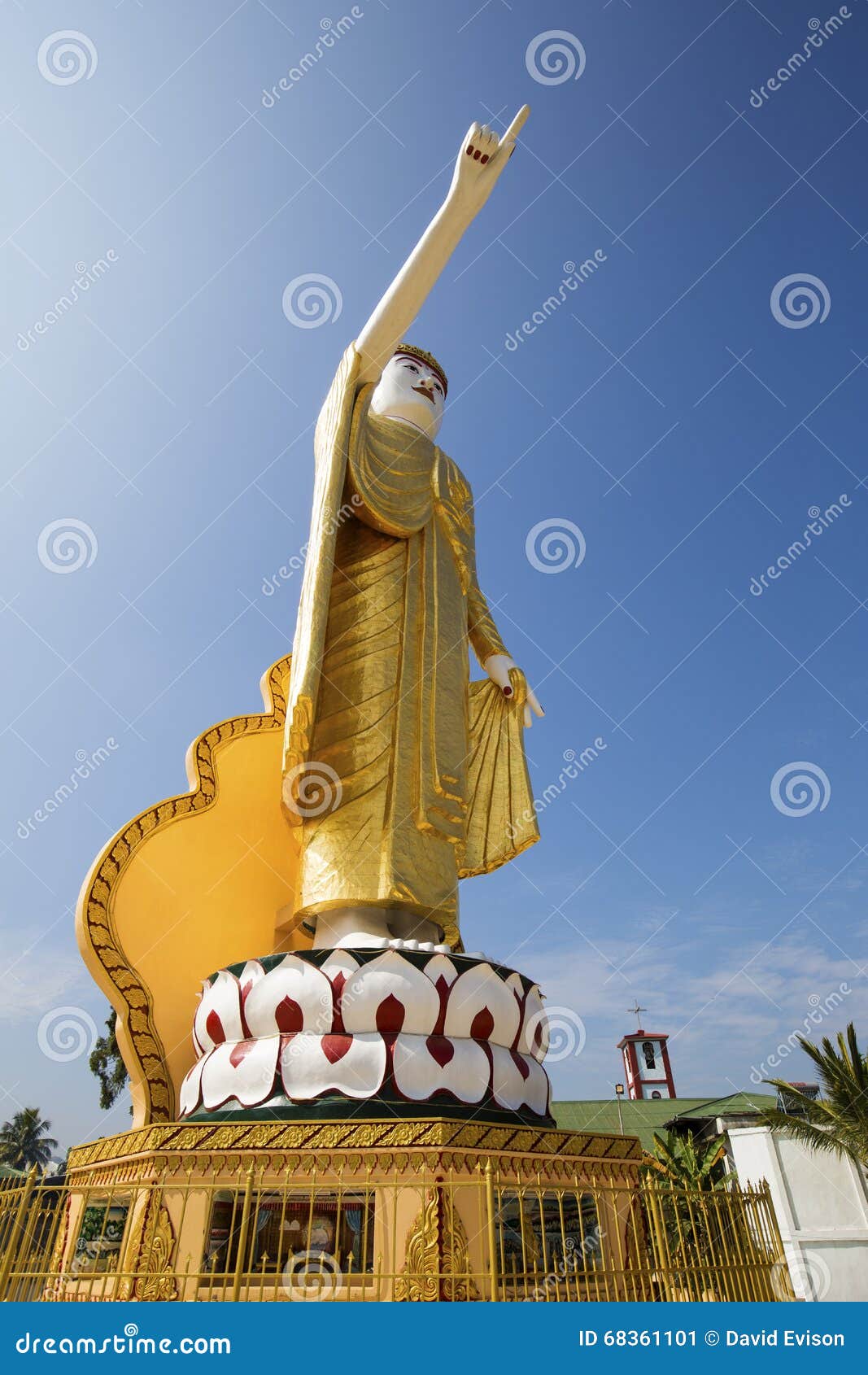 Pointing Buddha statue stock image. Image of state, statue - 68361101