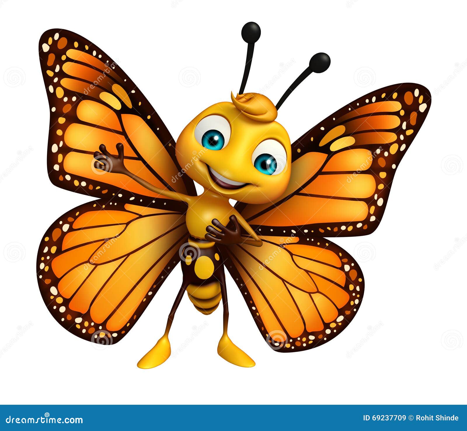 Pointing Butterfly Cartoon Character Stock Illustration - Illustration ...