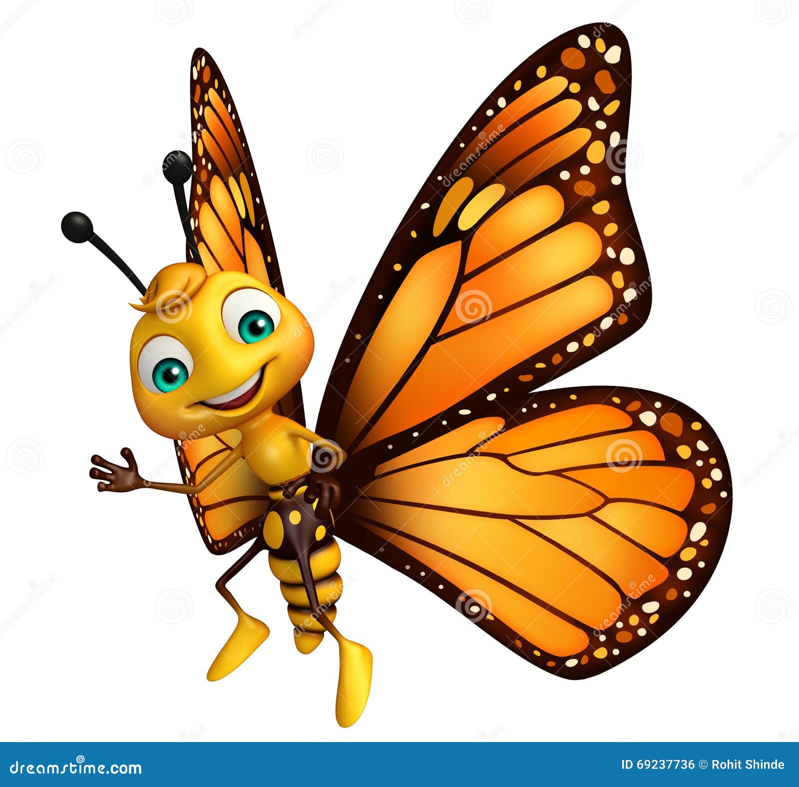Pointing Butterfly Cartoon Character Stock Illustration - Illustration ...
