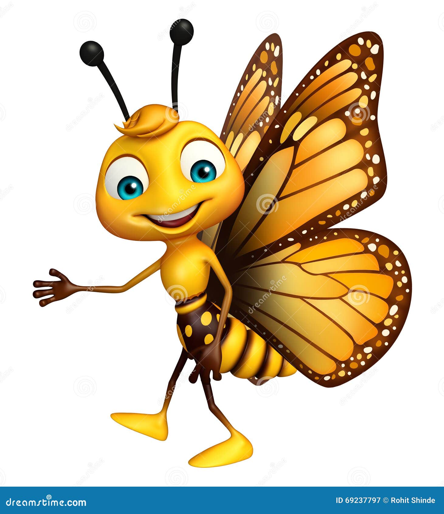 Pointing Butterfly Cartoon Character Stock Illustration - Illustration ...