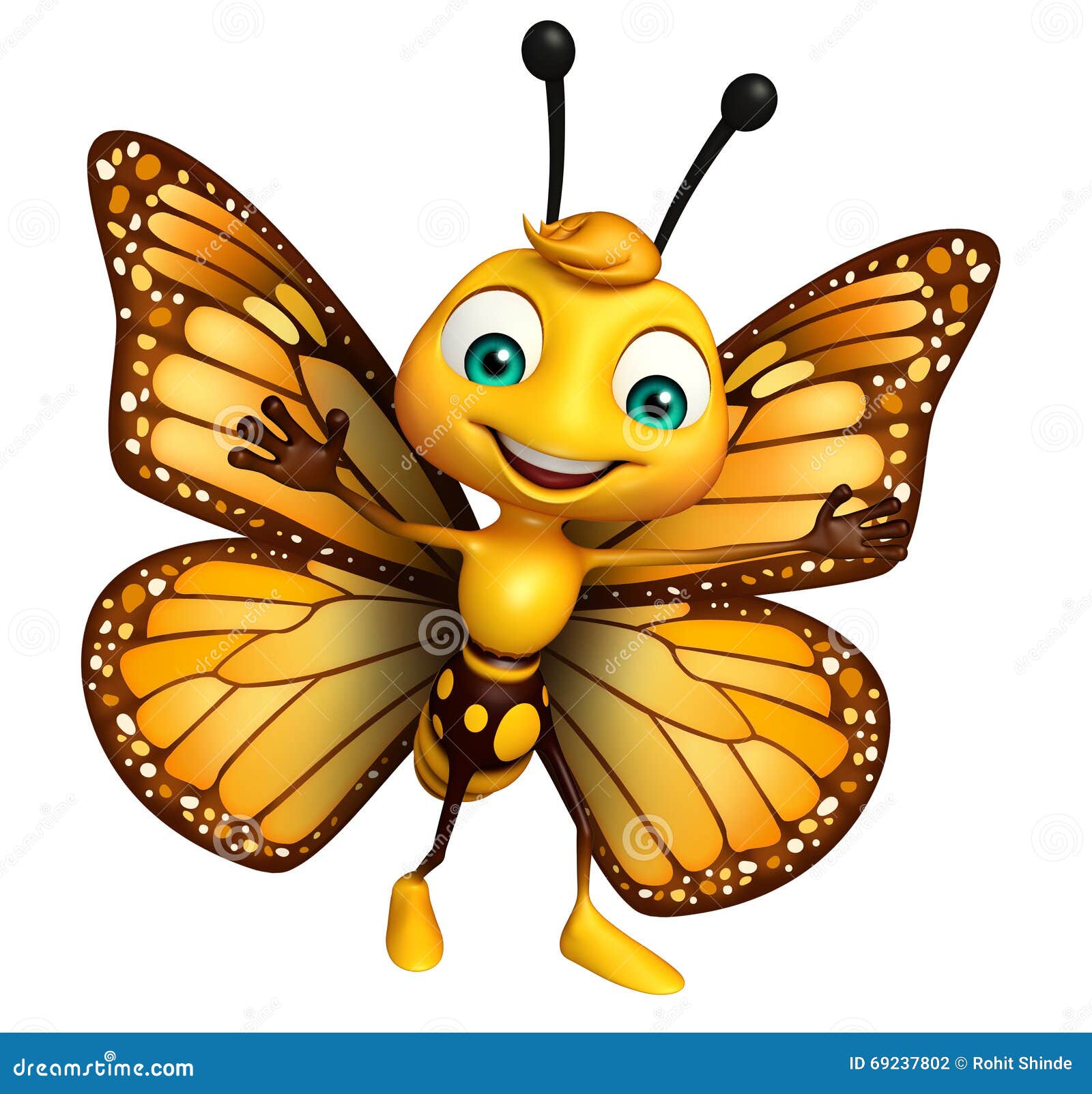 Pointing Butterfly Cartoon Character Stock Illustration - Illustration ...
