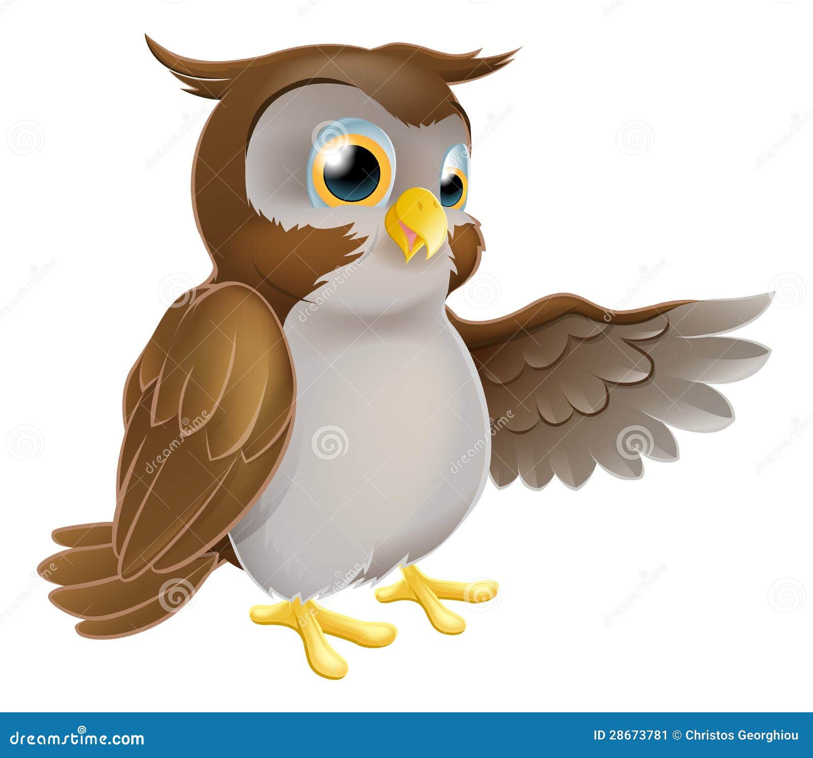 Pointing Cartoon Owl stock vector. Illustration of brown - 28673781