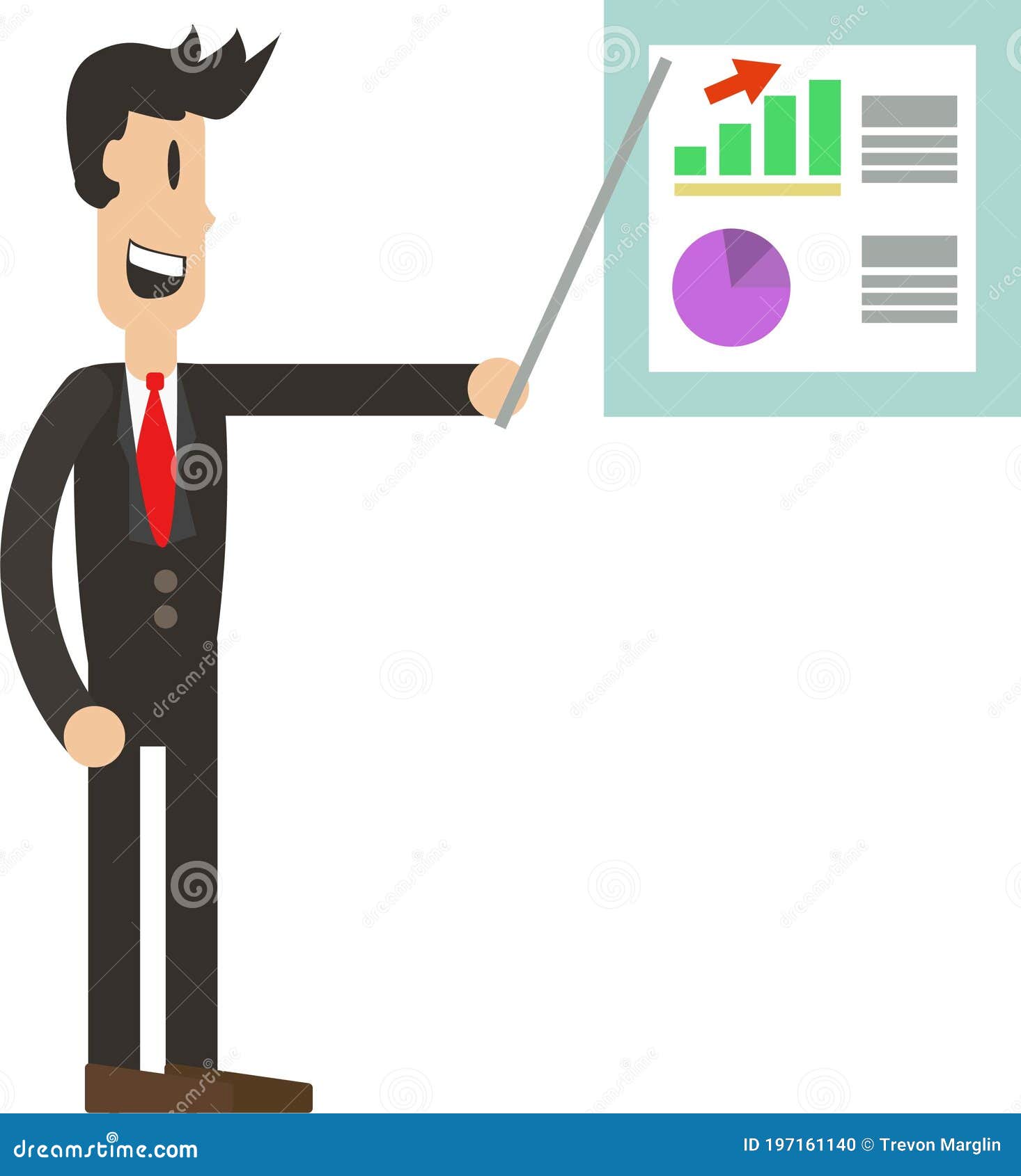 Business Man Pointing at Chart Stock Illustration - Illustration of ...