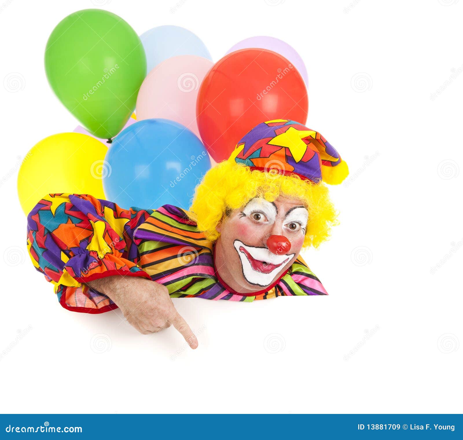 Pointing Clown Design Element Stock Image - Image of makeup, pointing ...