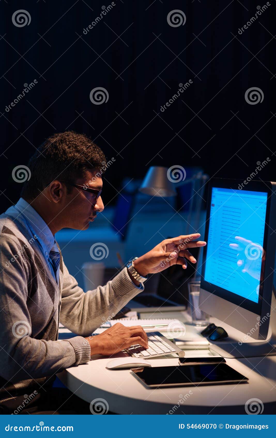 Pointing at Computer Monitor Stock Photo - Image of reading, financial ...