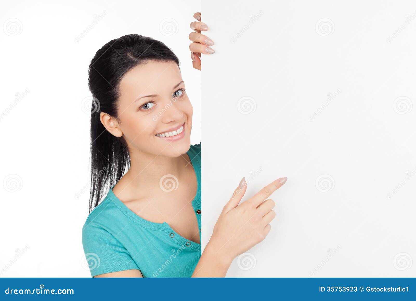 Pointing copy space. stock image. Image of happiness - 35753923