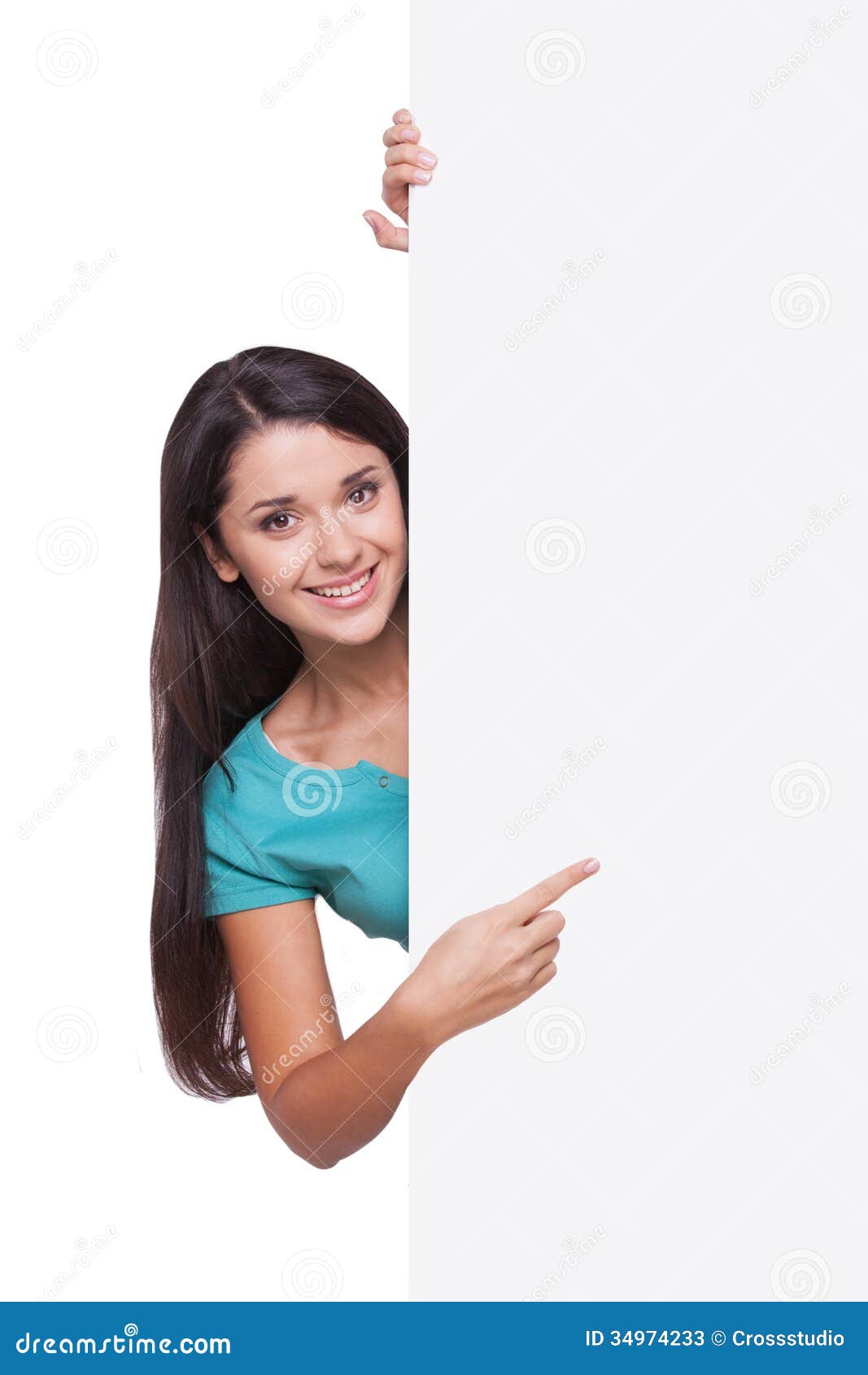 Pointing copy space. stock image. Image of beauty, leaning - 34974233