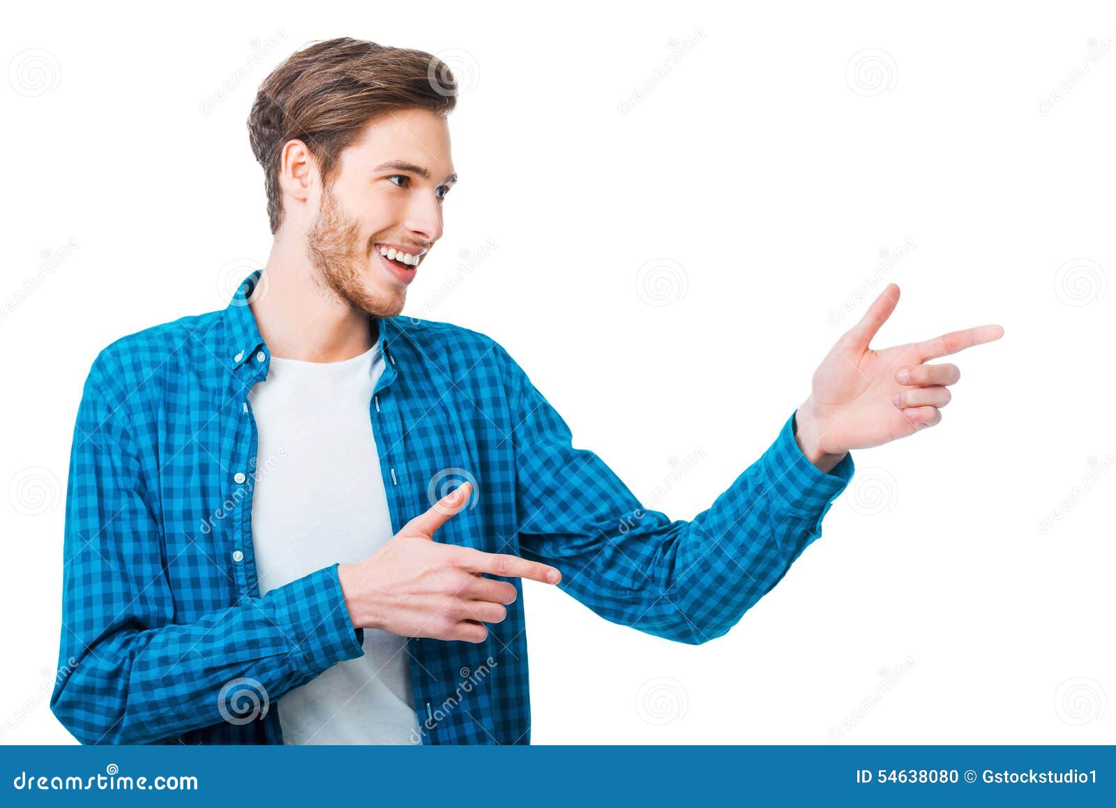 Pointing copy space. stock photo. Image of charming, attractive - 54638080