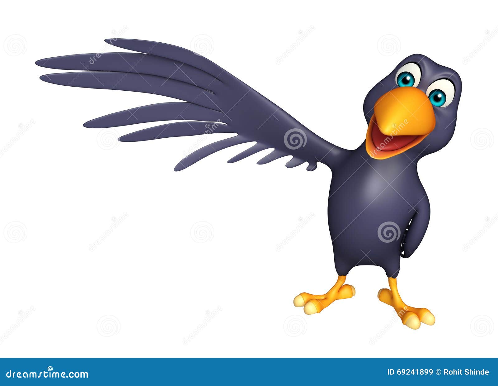 Pointing Crow Cartoon Character Stock Illustration - Illustration of ...