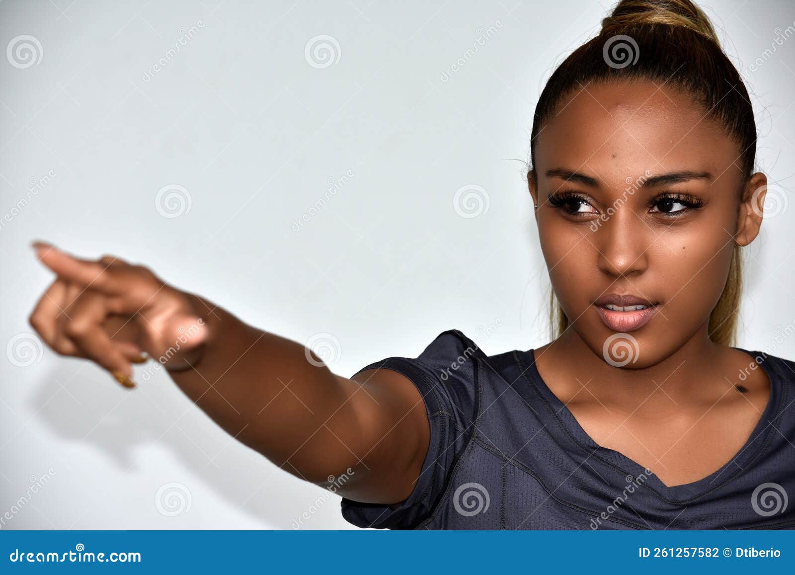 A Pointing Cute Girl stock photo. Image of female, guidance - 261257582