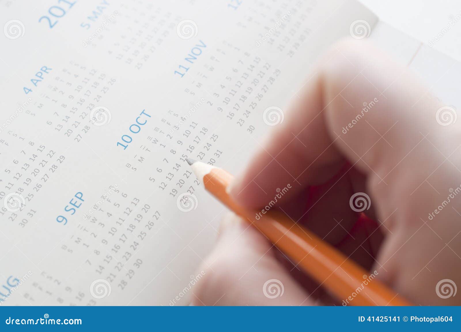 Pointing the Date of Calendar Stock Image - Image of today, note: 41425141