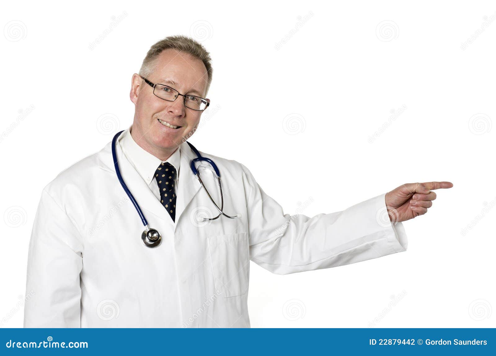Pointing Doctor Isolated on White Stock Photo - Image of coat, adult ...