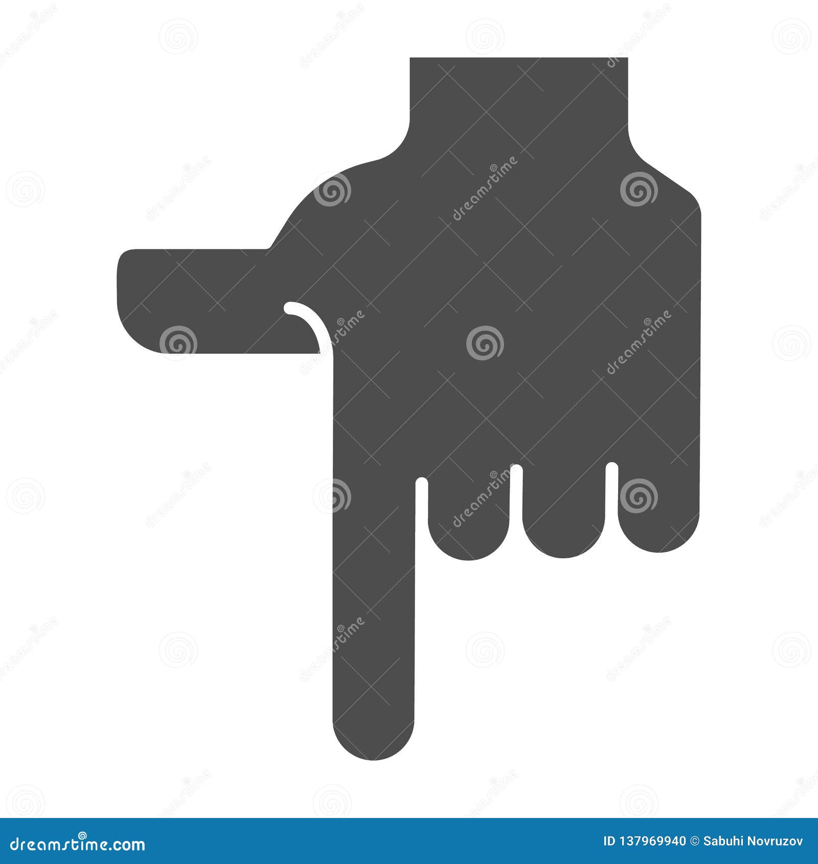 Pointing Down Hand Solid Icon. Direction Down Vector Illustration ...
