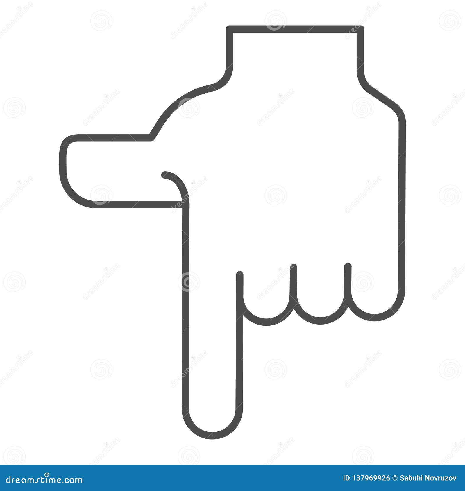 Pointing Down Hand Thin Line Icon. Direction Down Vector Illustration ...