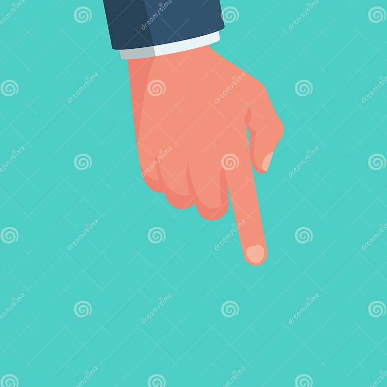 Pointing Down. the Man S Thumb Points Down. Show Direction Stock Vector ...