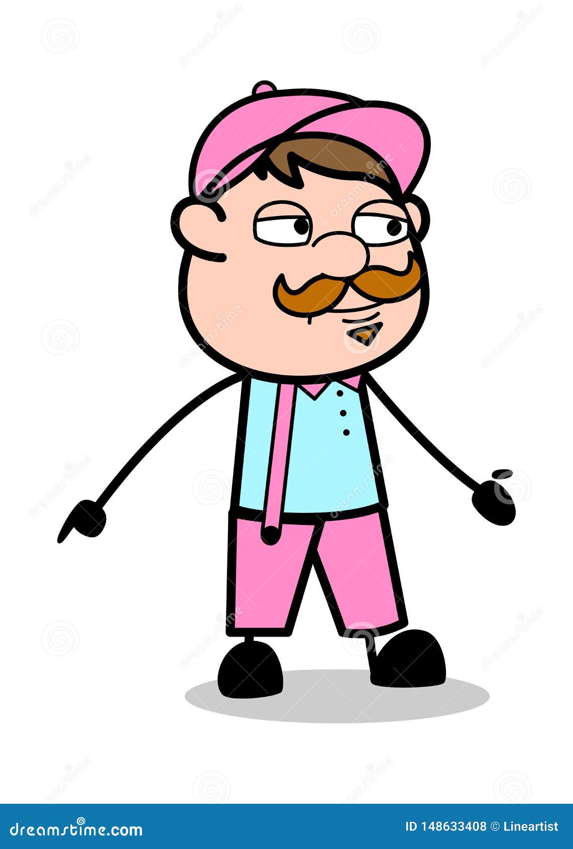 Pointing Down - Retro Delivery Man Vendor Vector Illustration Stock ...