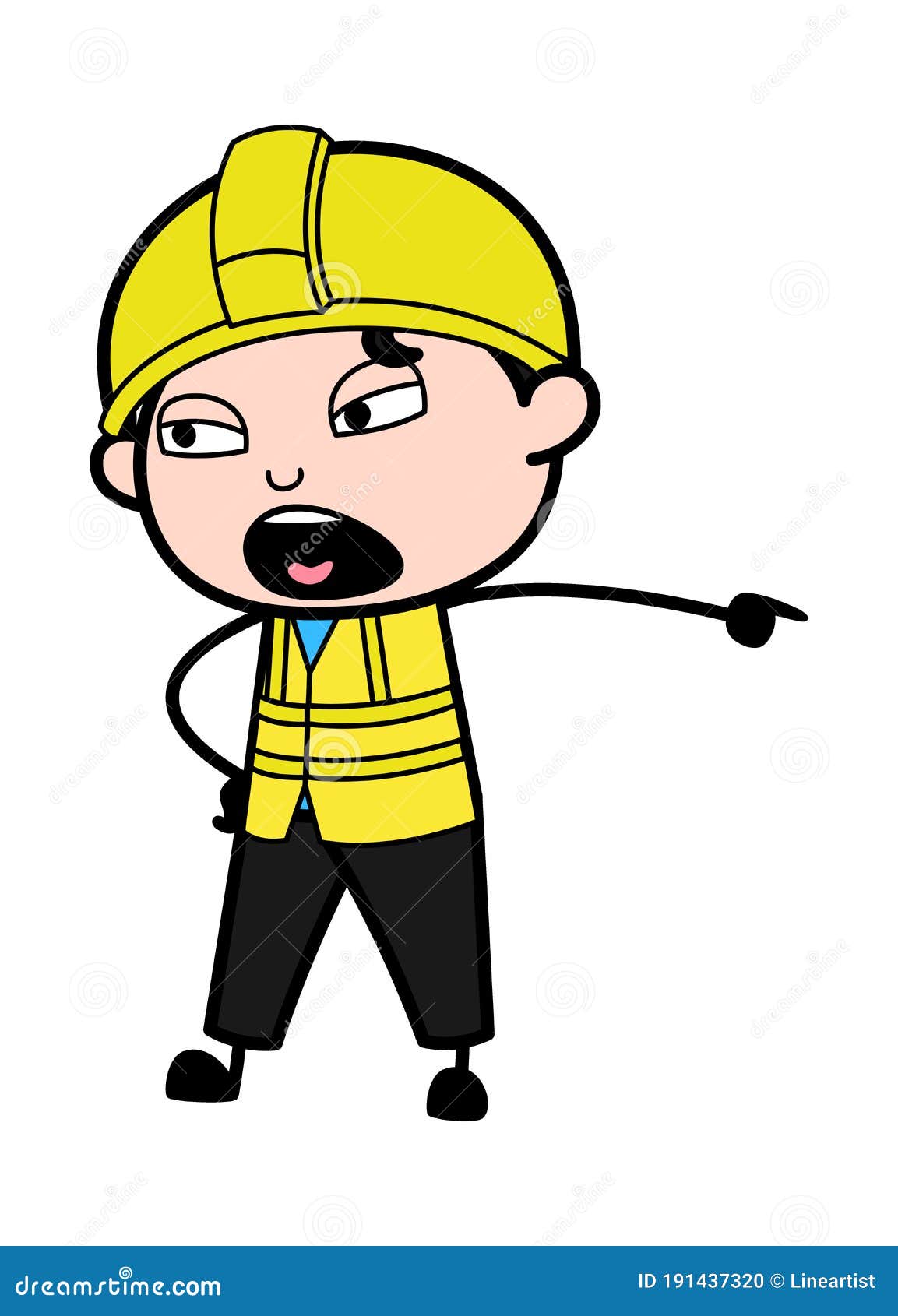 Pointing Engineer Cartoon Illustration Stock Illustration ...
