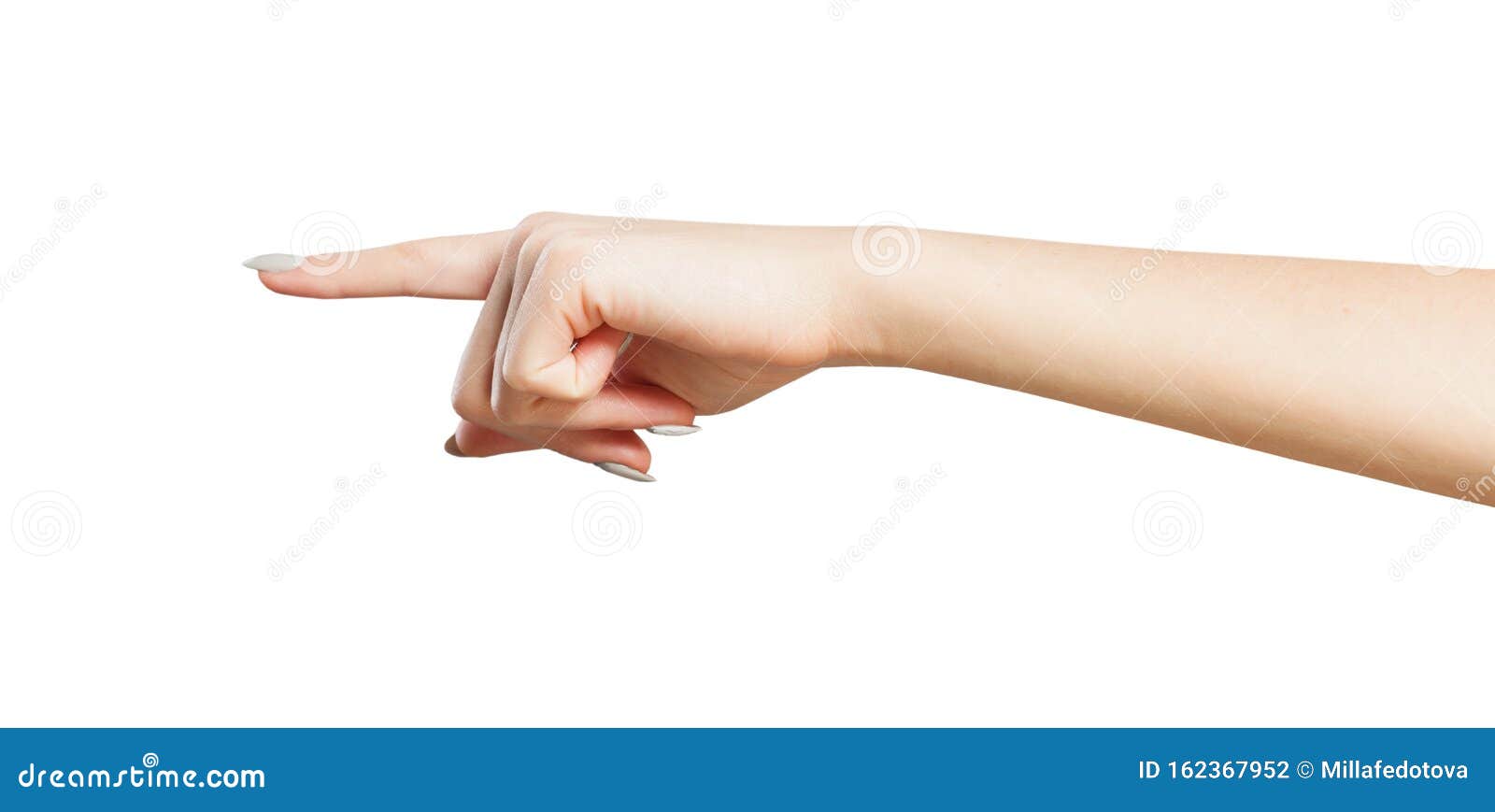 Pointing Female Hand Isolated on White Stock Photo - Image of white ...