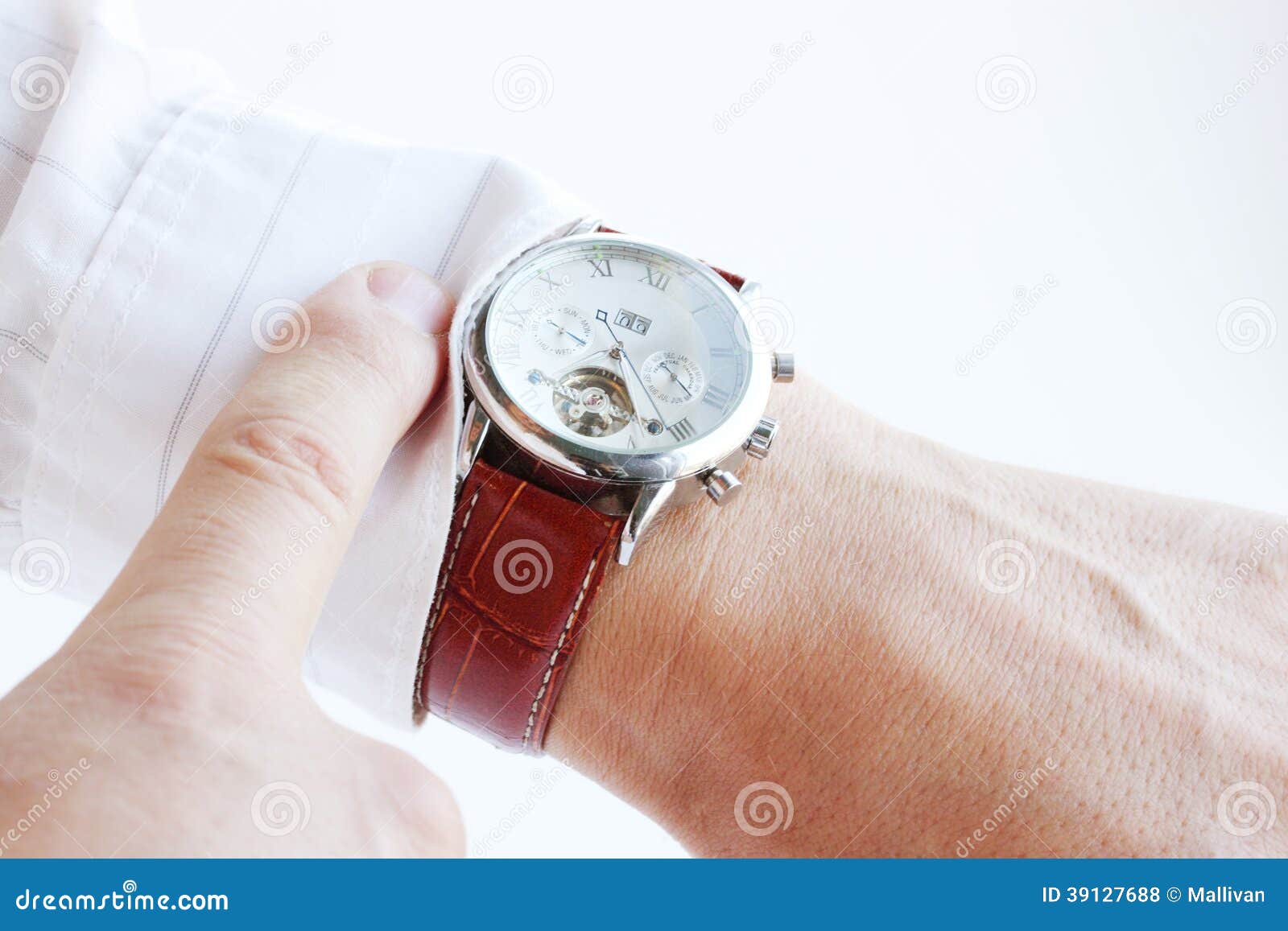Pointing the Finger at the Clock Stock Photo - Image of isolated ...