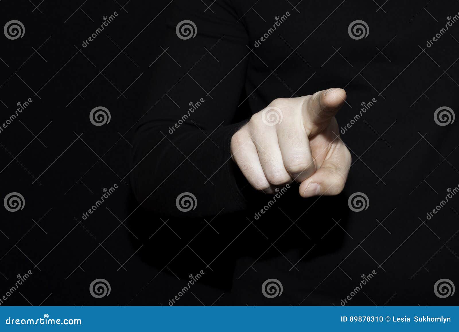 Pointing Finger on Dark Background Stock Photo - Image of hand, fingers ...