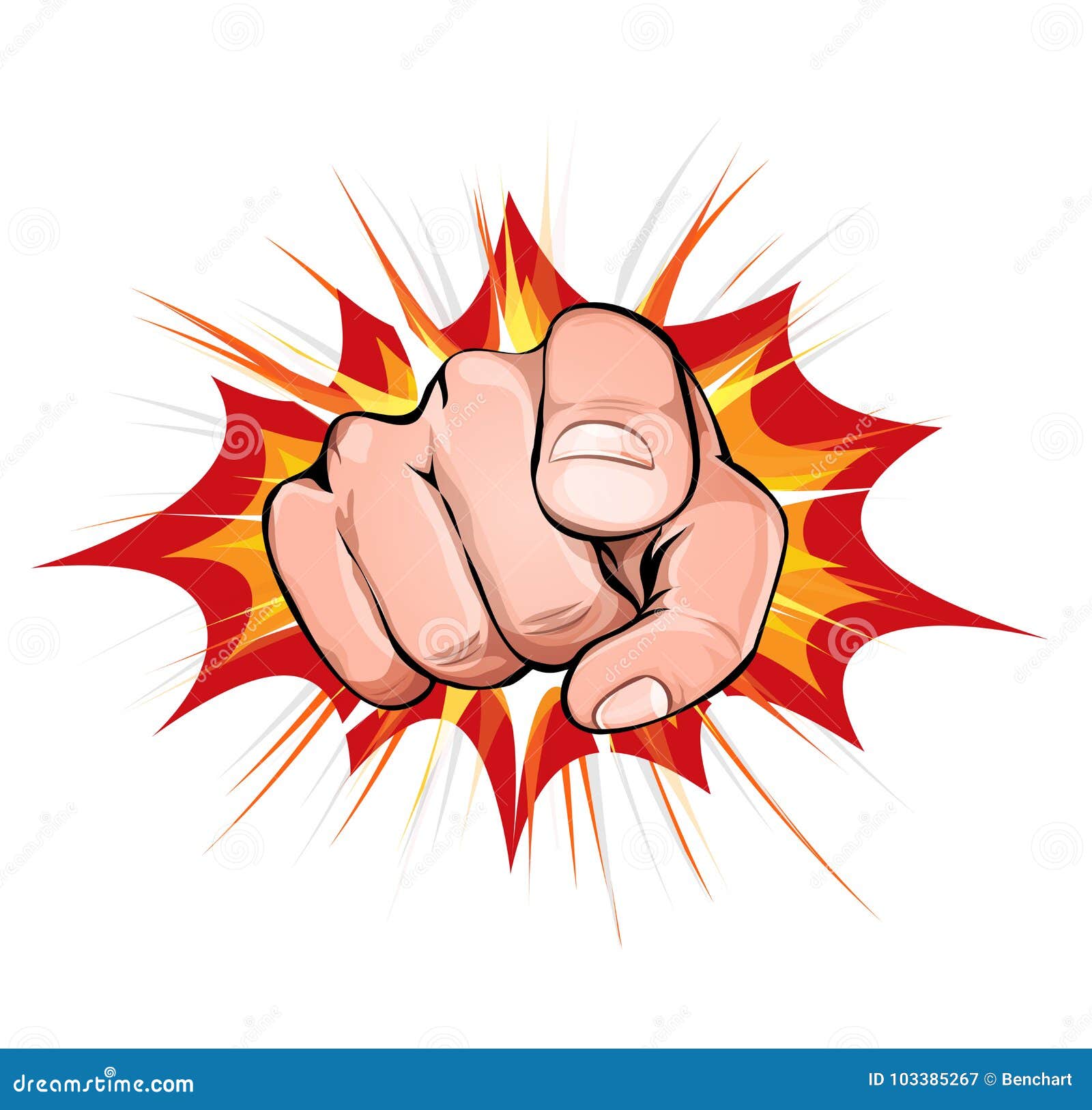 Pointing Finger On Explosion Background Stock Vector - Illustration of ...
