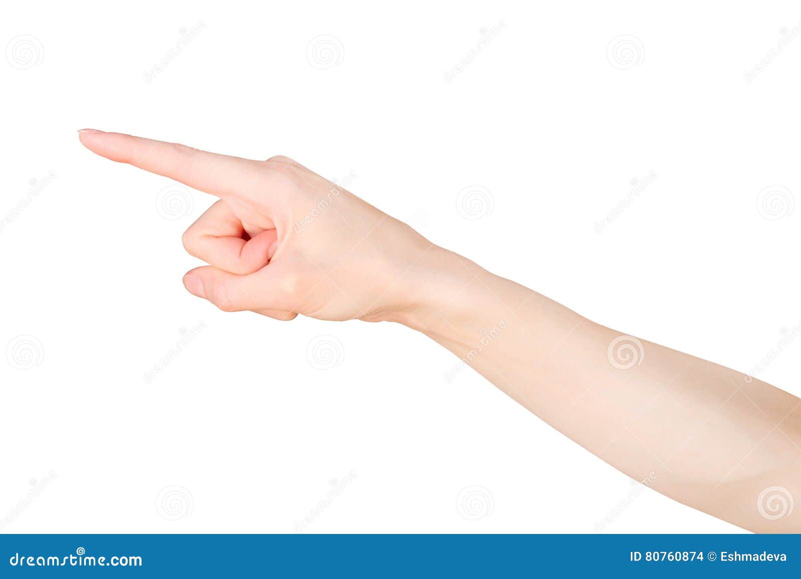Pointing Finger. Female Hand Pointing on Something. Stock Photo - Image ...