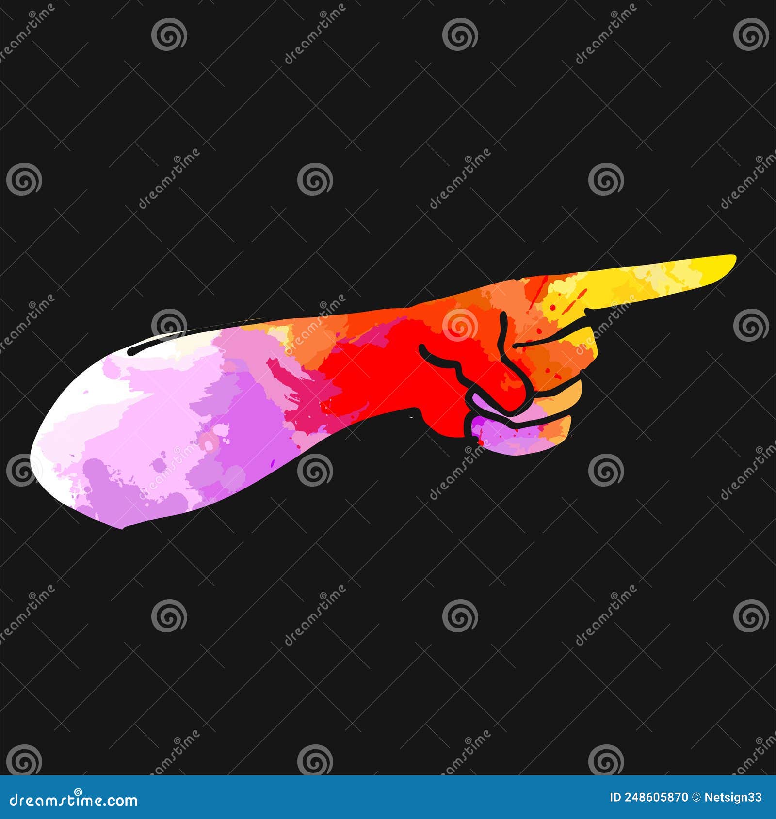 Pointing finger right stock vector. Illustration of drawing - 248605870
