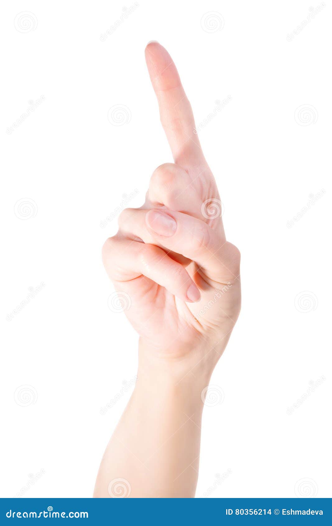 Pointing Finger Up Gesture. Stock Photo - Image of female, sign: 80356214