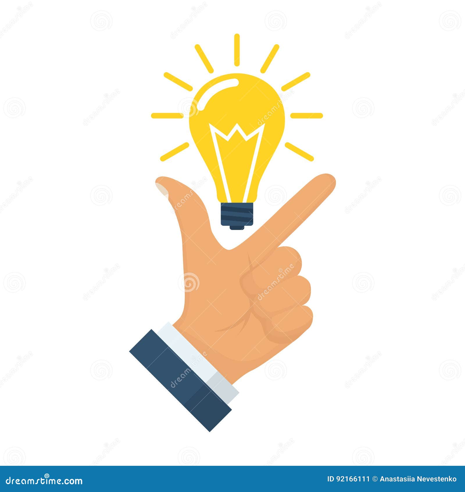 Pointing finger up on Idea stock vector. Illustration of bright - 92166111