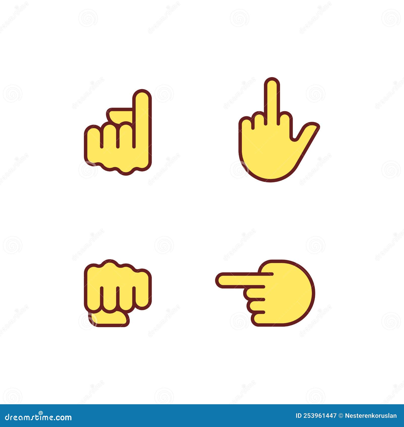 Pointing Fingers and Fist Pixel Perfect RGB Color Icons Set Stock ... Pointing Fingers and Fist Pixel Perfect RGB Color Icons Set Stock ...
