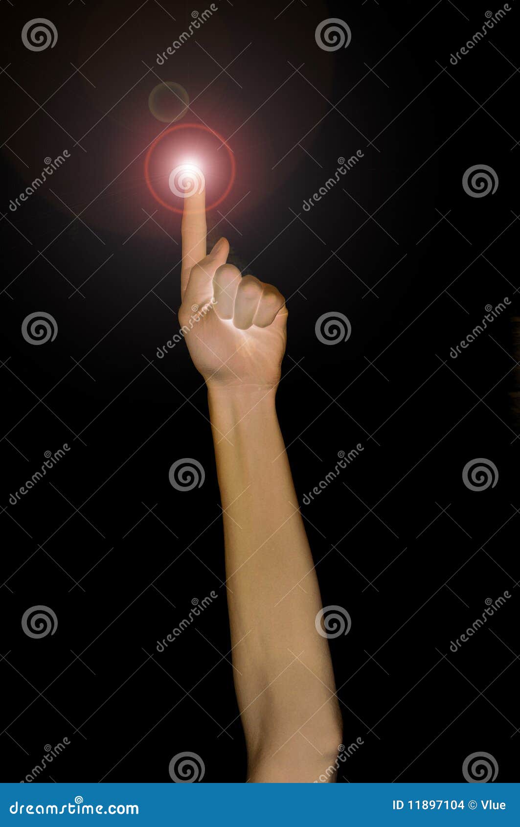 Pointing Fingertip with Light Stock Photo - Image of beaming ...
