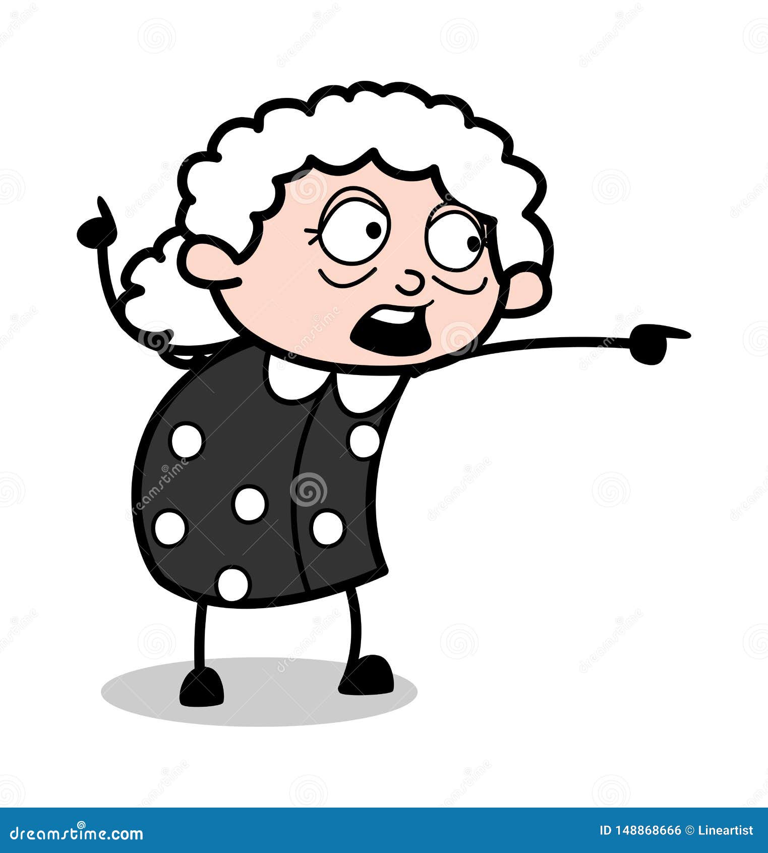 Pointing in Front - Old Cartoon Granny Vector Illustration Stock ...