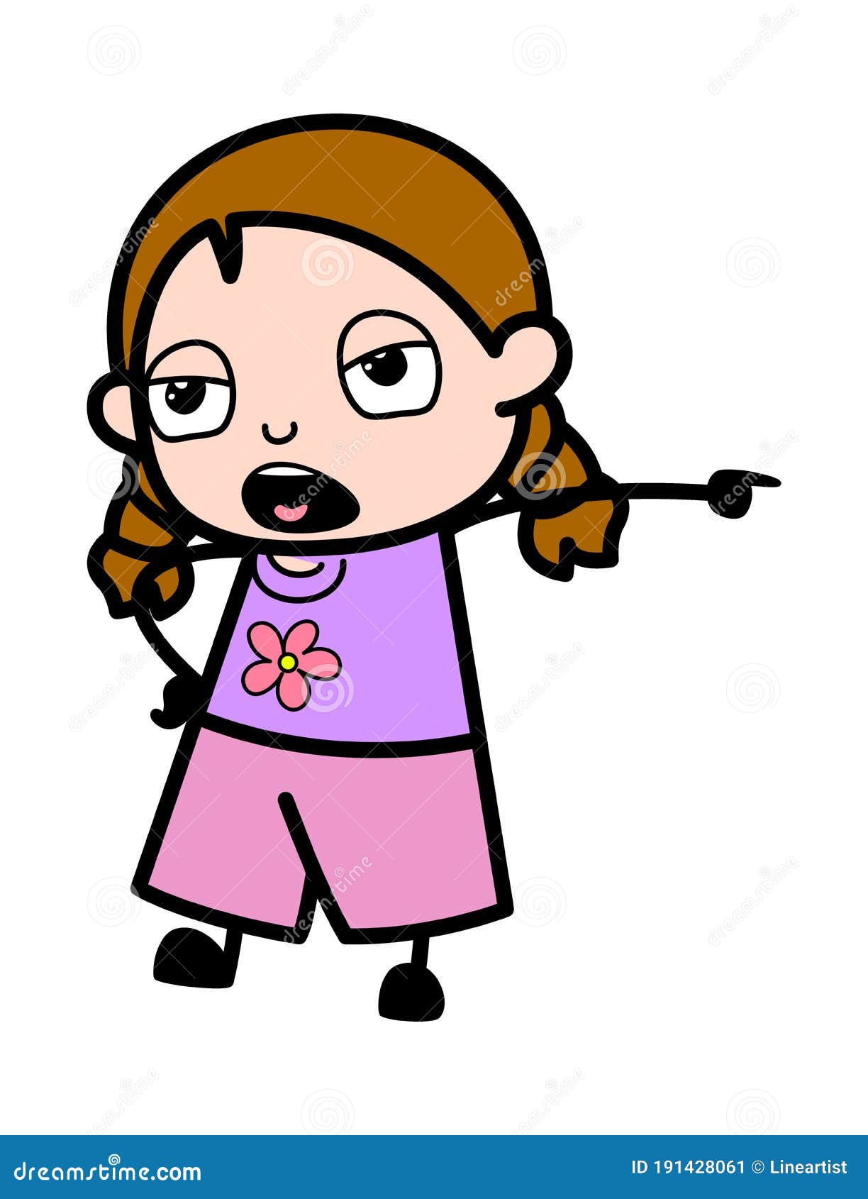 Pointing Girl Cartoon Illustration Stock Illustration - Illustration of ...