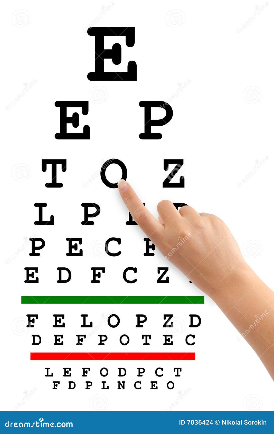 Eyesight Test With Black Small Magnifier, Glasses And Snellen Chart ...