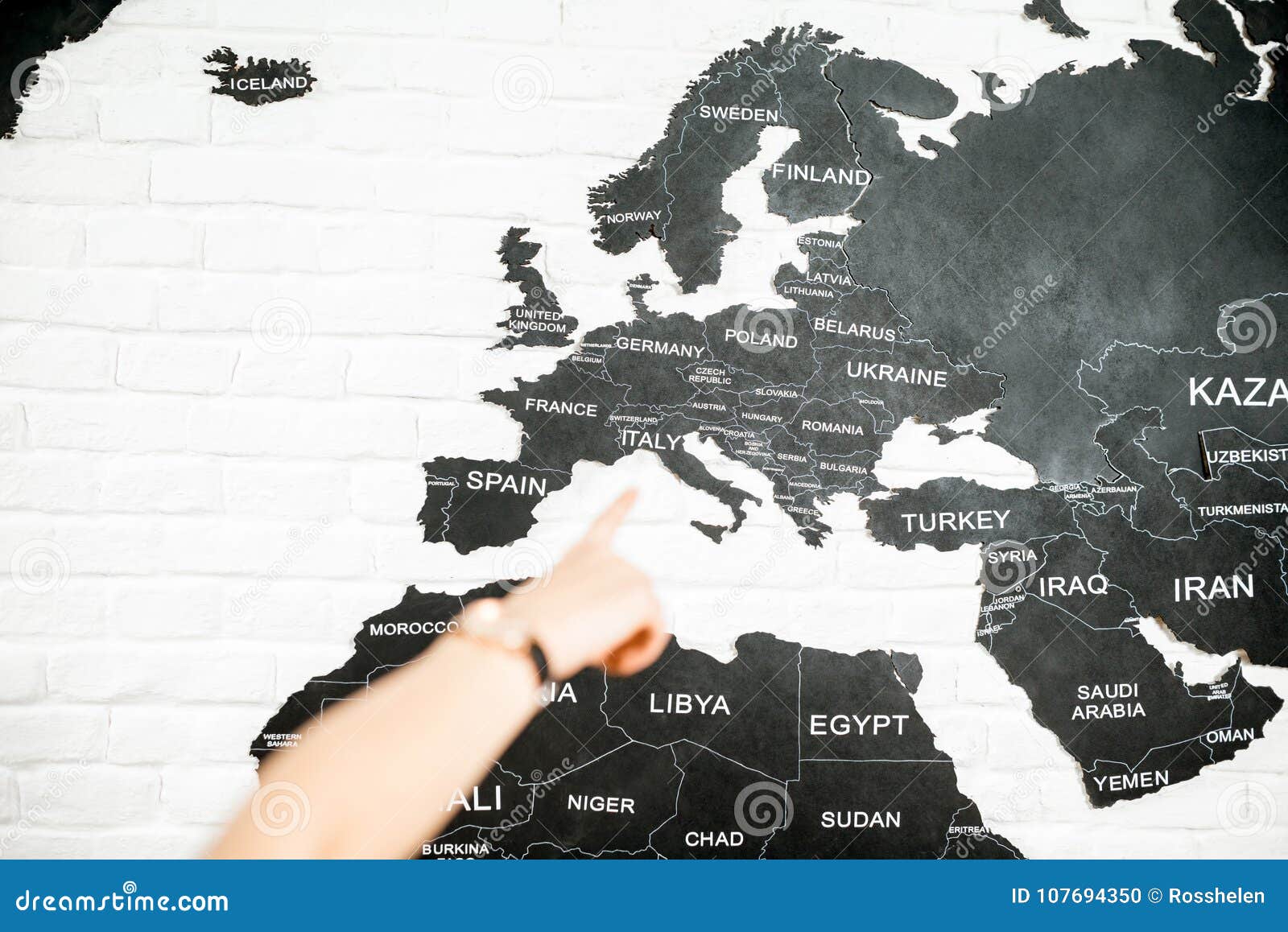 Pointing with Hand on a Map Stock Photo - Image of black, tourism ...