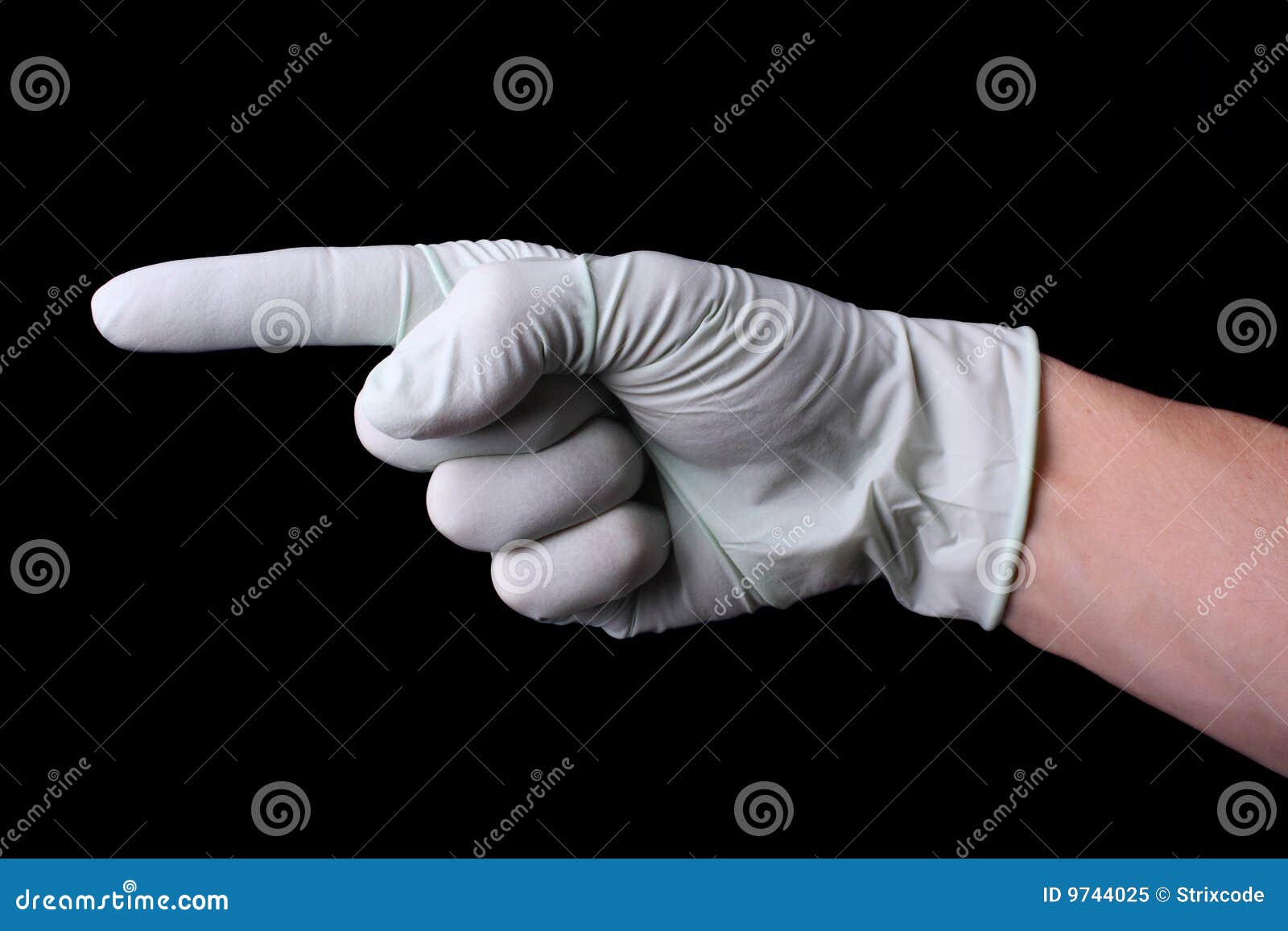 Pointing Hand in Medical Glove Stock Image - Image of exam, dressed ...