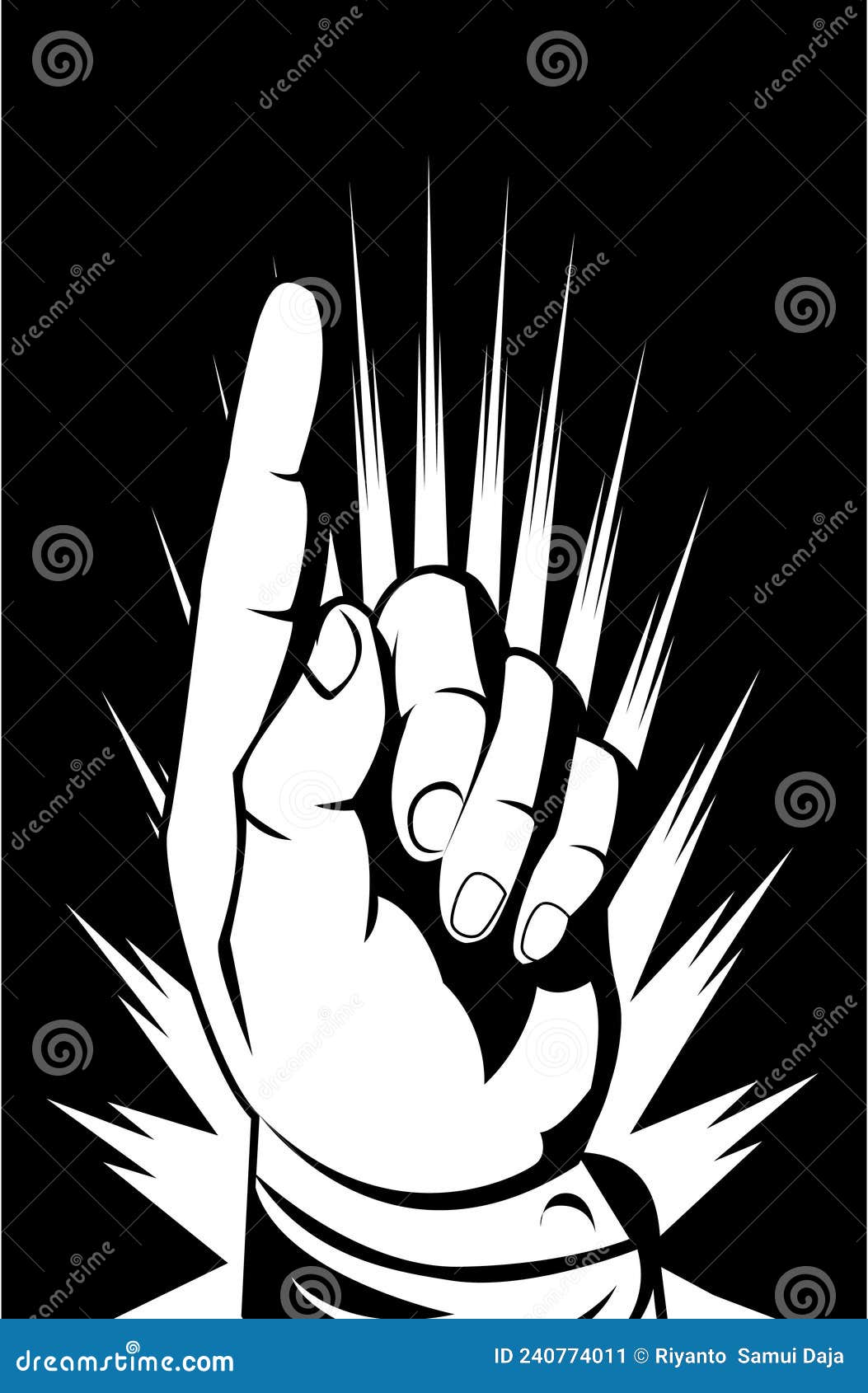 Pointing Hand Shining in Black Rectangular Illustration Design Stock ...
