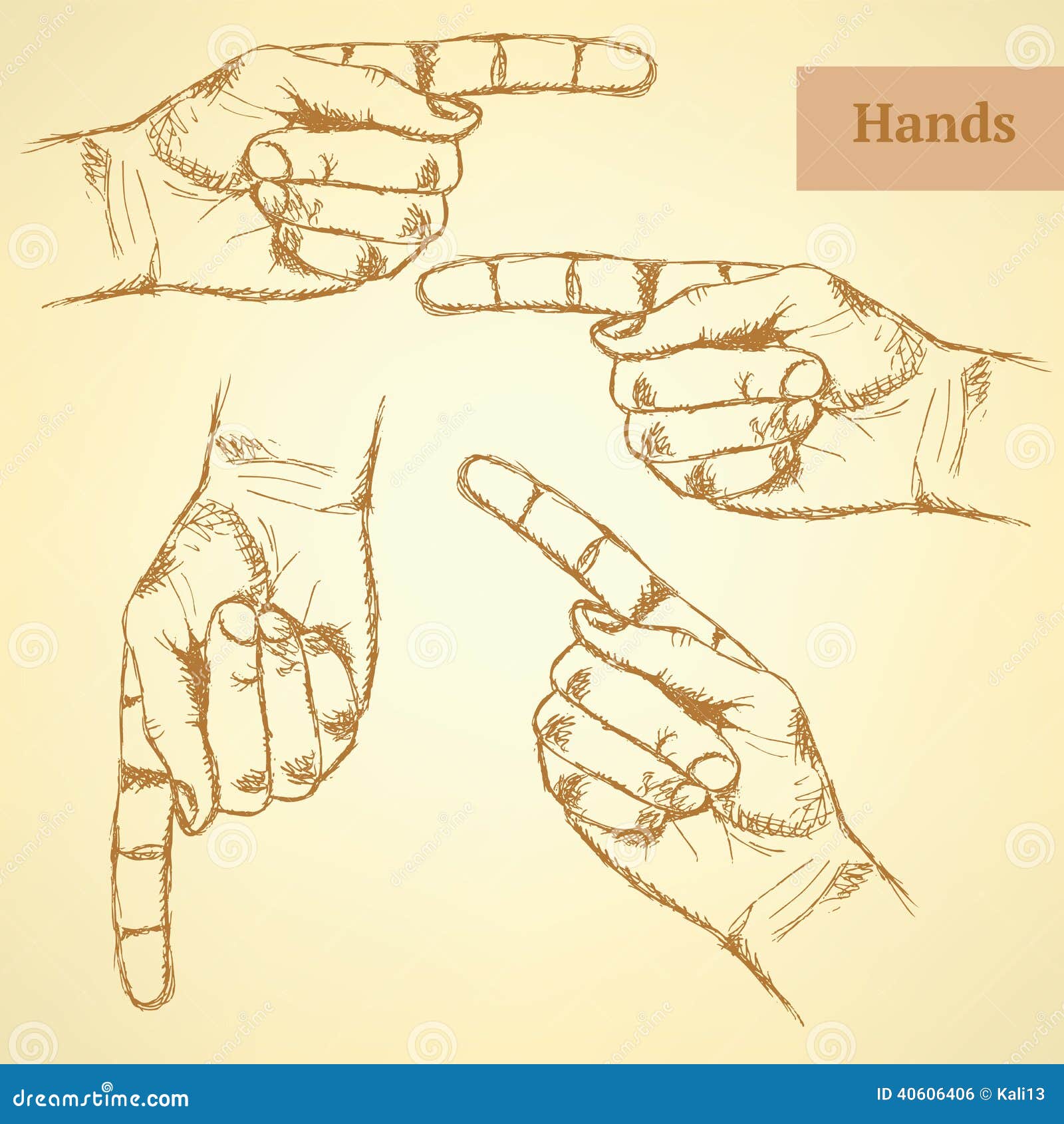 Pointing Hand, Vector Background in Sketch Style Stock Vector ...
