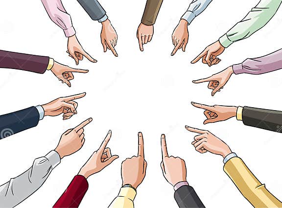 Pointing hands in circle stock vector. Illustration of center - 17282502