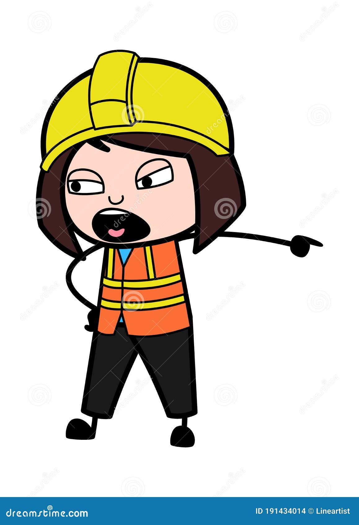 Pointing Lady Engineer Cartoon Illustration Stock Illustration ...