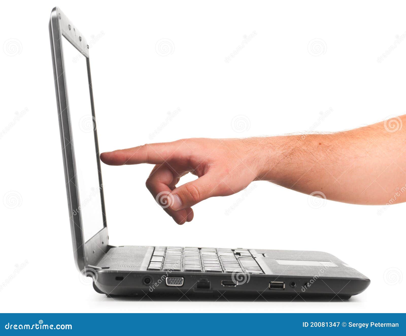 Pointing on laptop stock image. Image of notebook, open - 20081347