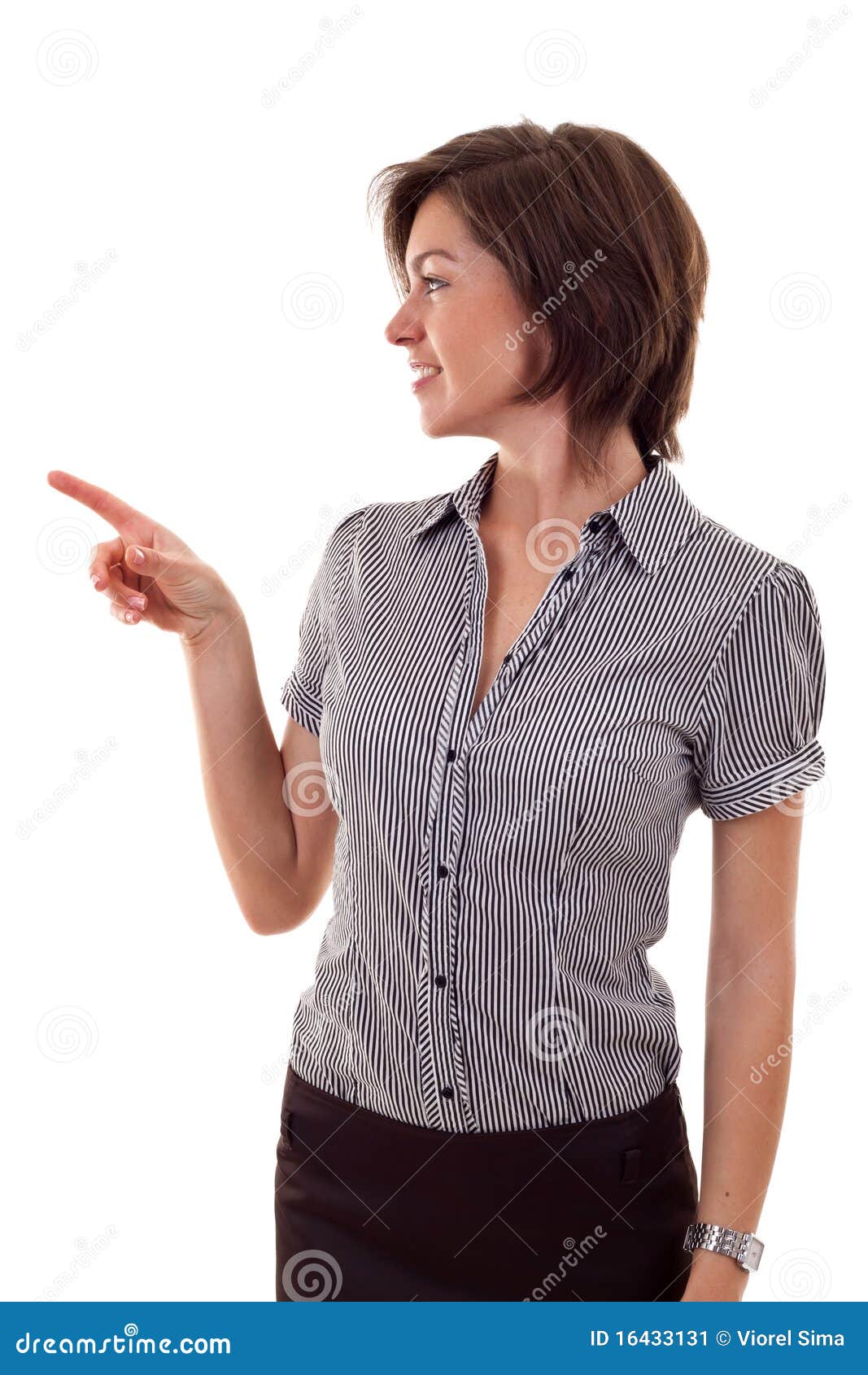 Pointing and Looking To the Side Stock Image - Image of copyspace ...