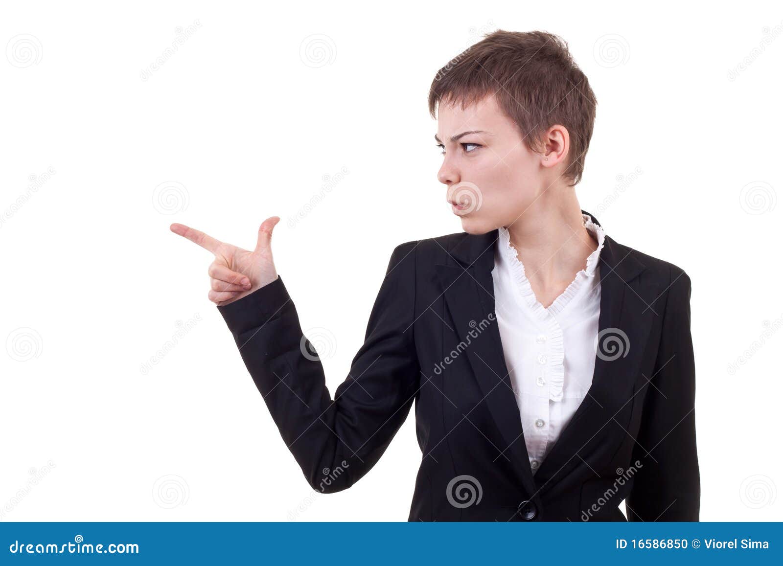 Pointing and Looking To the Side Stock Photo - Image of businesswoman ...