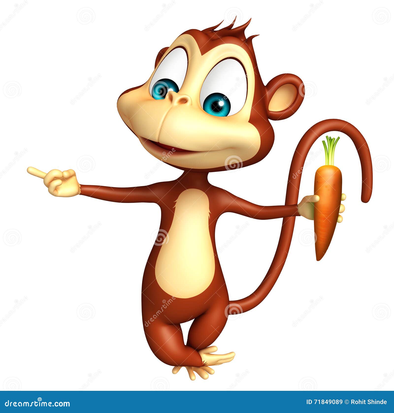 Pointing Monkey Cartoon Character Stock Illustration - Illustration of ...