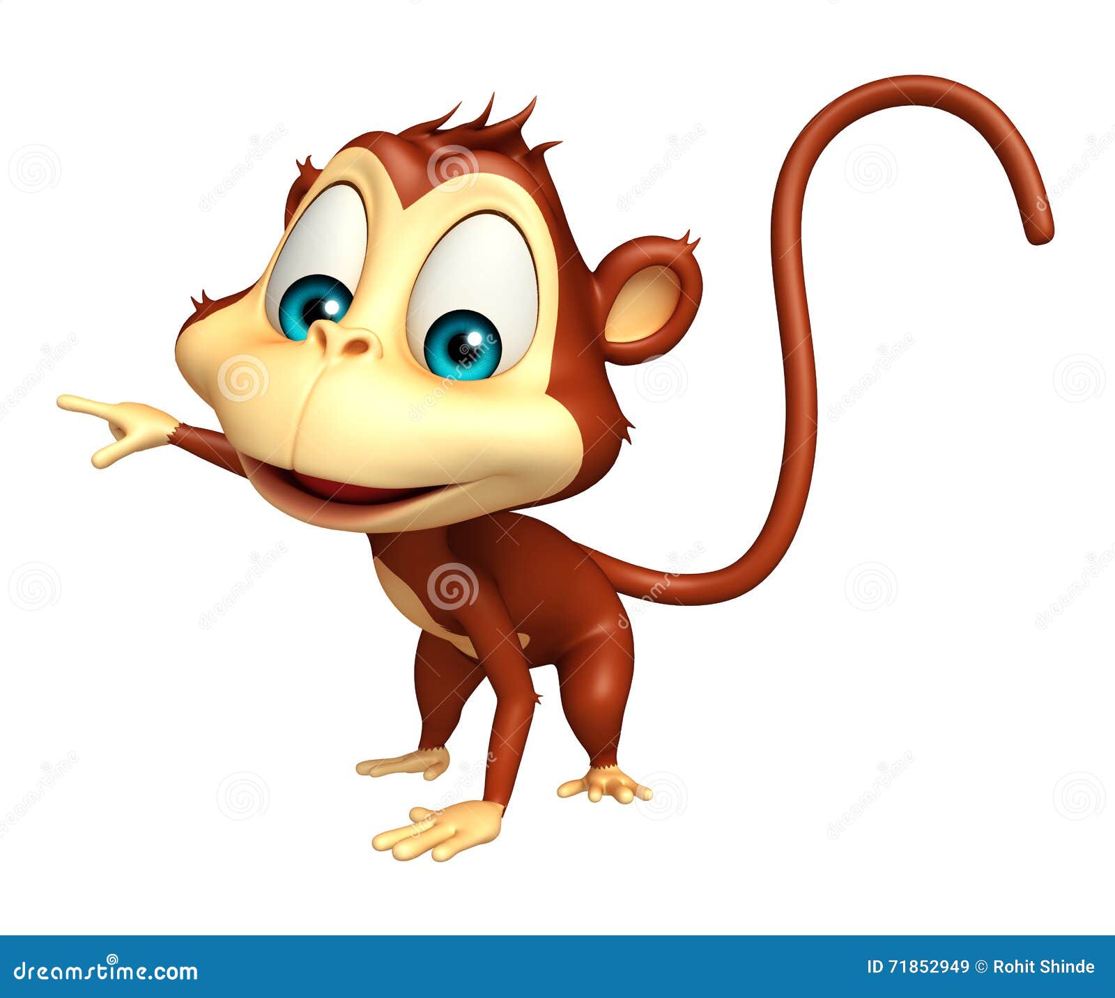 Pointing Monkey Cartoon Character Stock Illustration - Illustration of ...